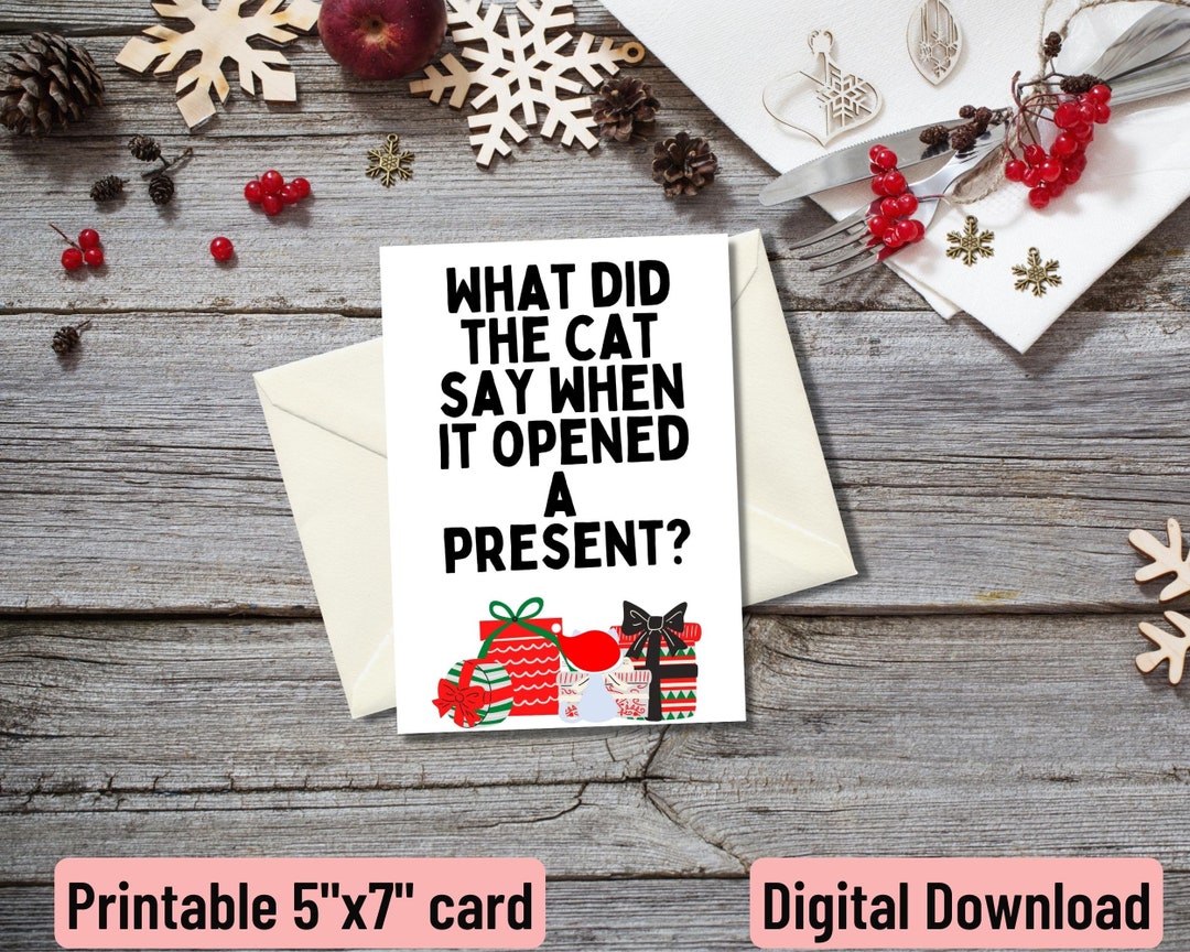 Christmas Card, Printable Christmas Cat Digital Card, Funny Printable ...