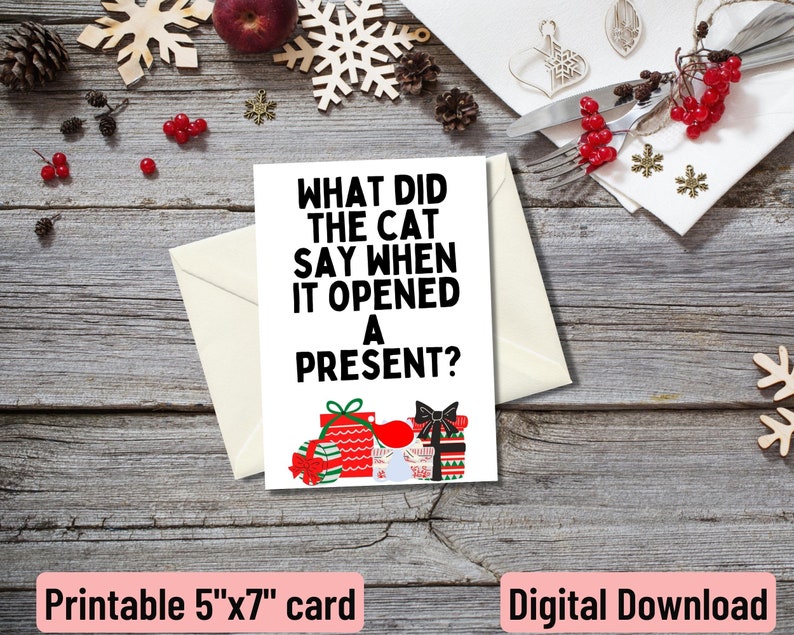 Christmas Card, Printable Christmas Cat Digital Card, Funny Printable ...