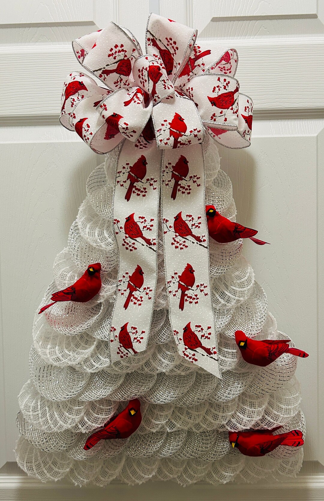 Winter Tree Wreath, Cardinals, Red, White, Snow, Ice, Gift ...
