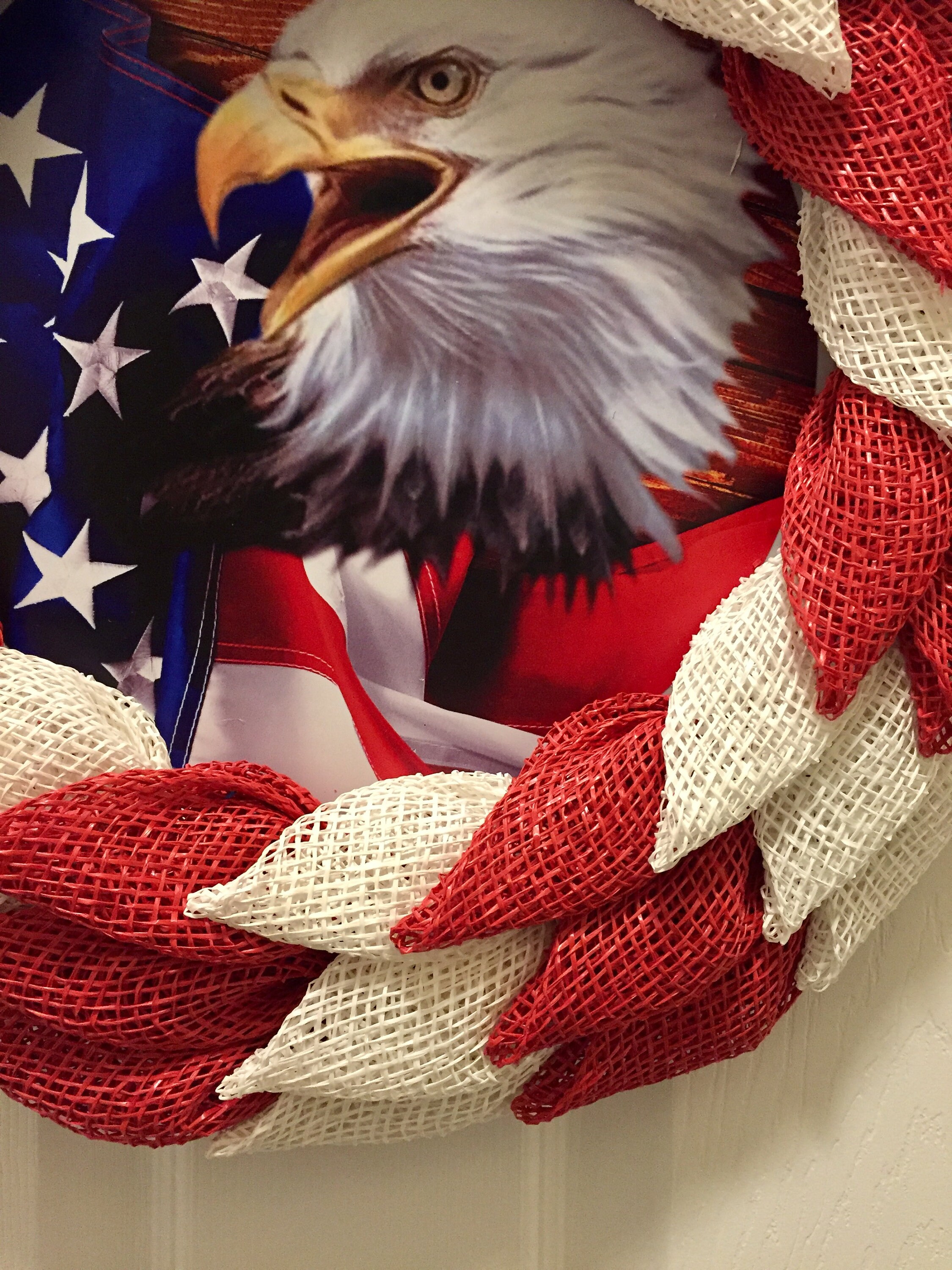 Patriotic, Wreath, Red, White, Blue, USA, America,eagle, Gift ...