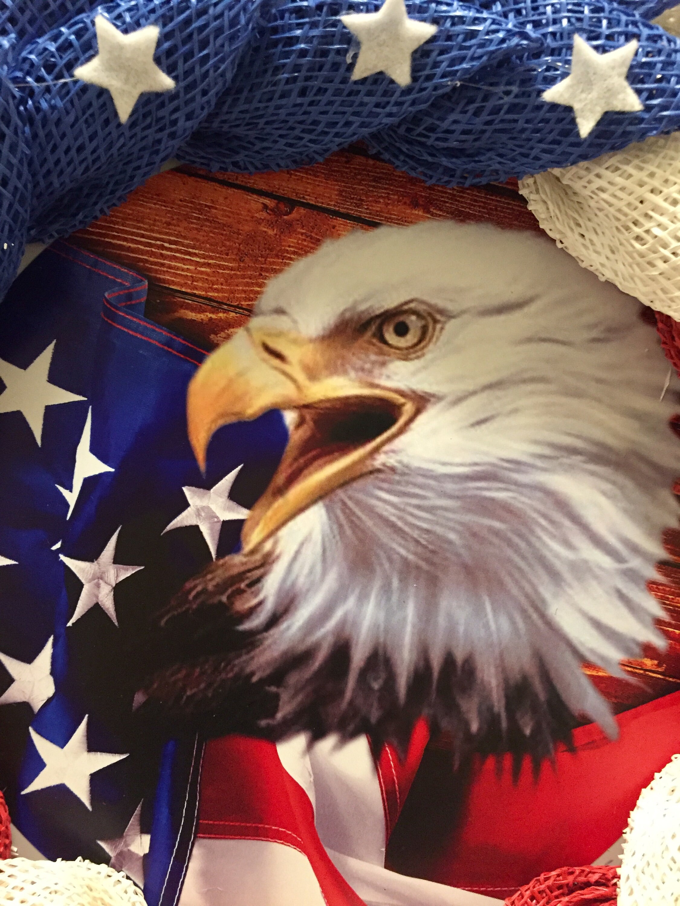 Patriotic, Wreath, Red, White, Blue, USA, America,eagle, Gift ...