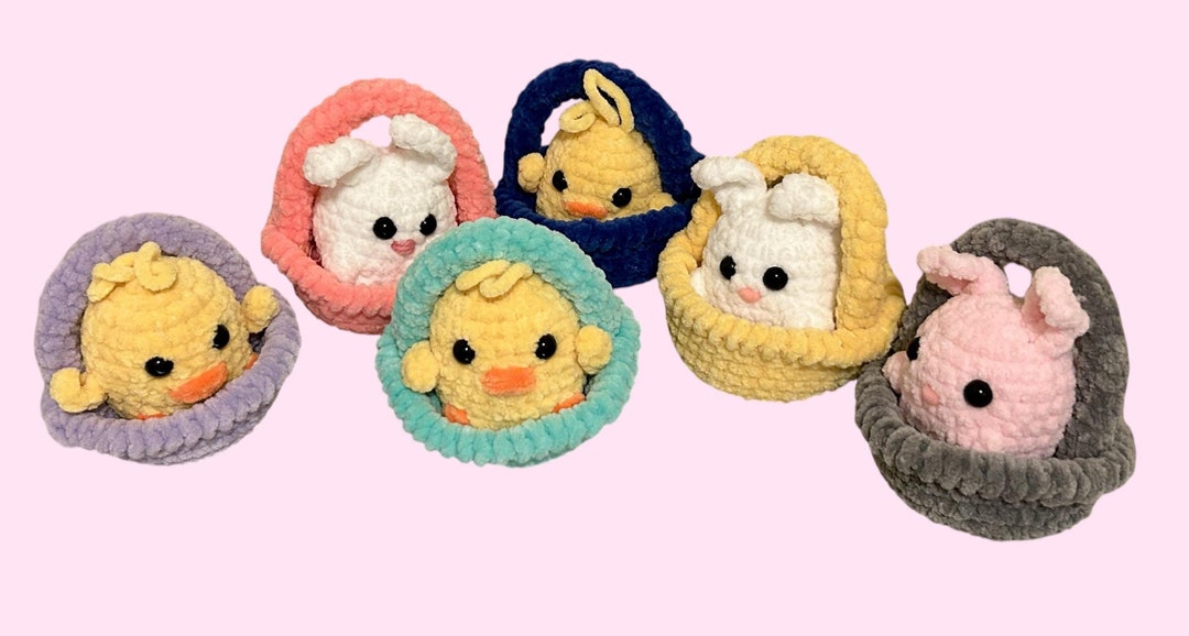 Easter, Bunnies & Chicks in Baskets, Plushie, Amigurumi, Gift - Etsy