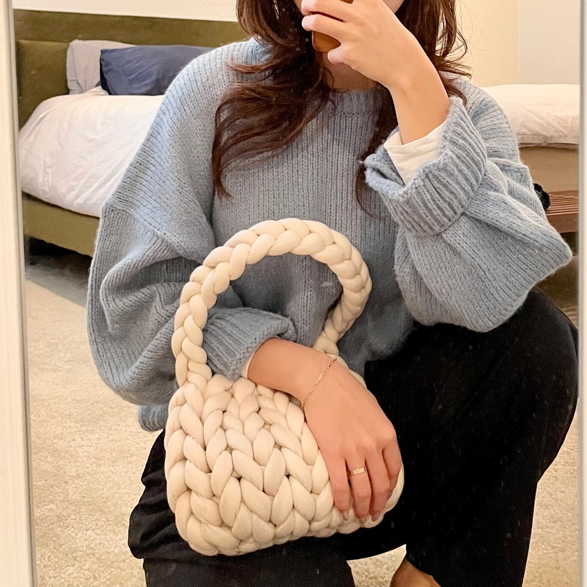 Customizable Chunky Yarn Bag, Chunky Knit Bag free Shipping - Etsy