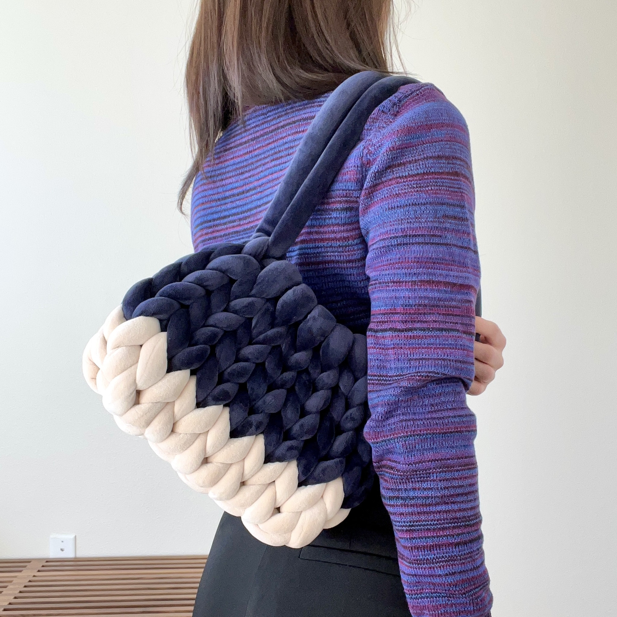 Customizable Chunky Yarn Bag Velvet Chunky Knit Bag Velvet - Etsy