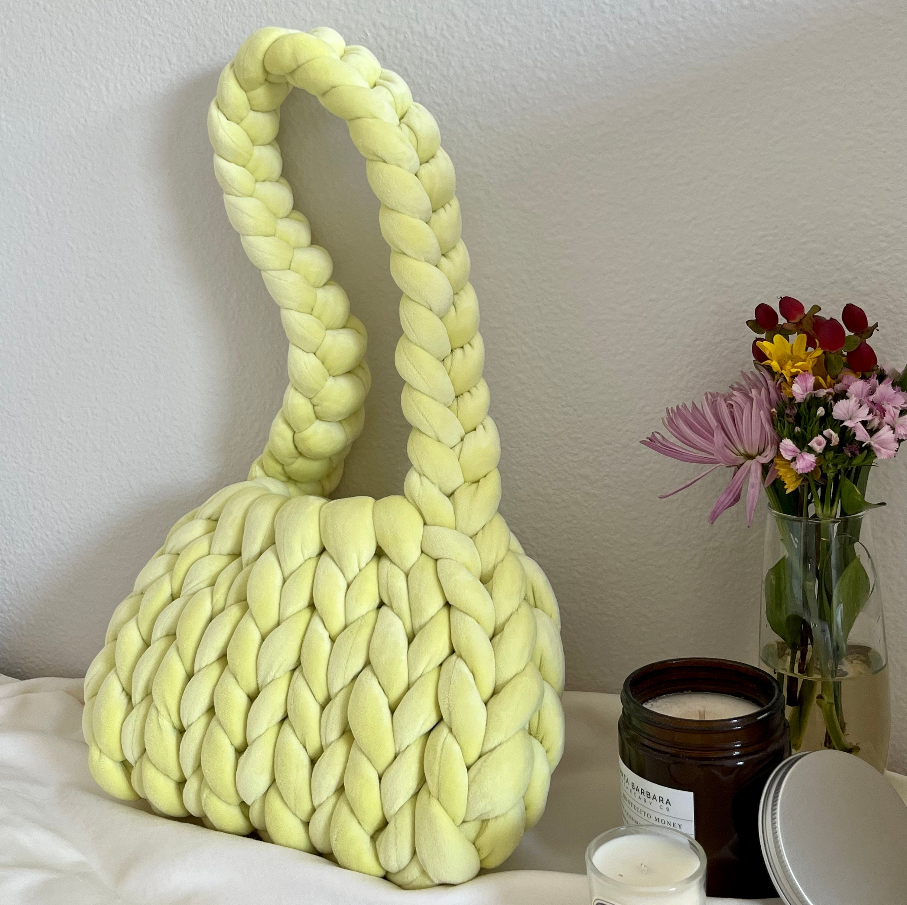 Customizable Chunky Yarn Bag Velvet Chunky Knit Bag Velvet - Etsy