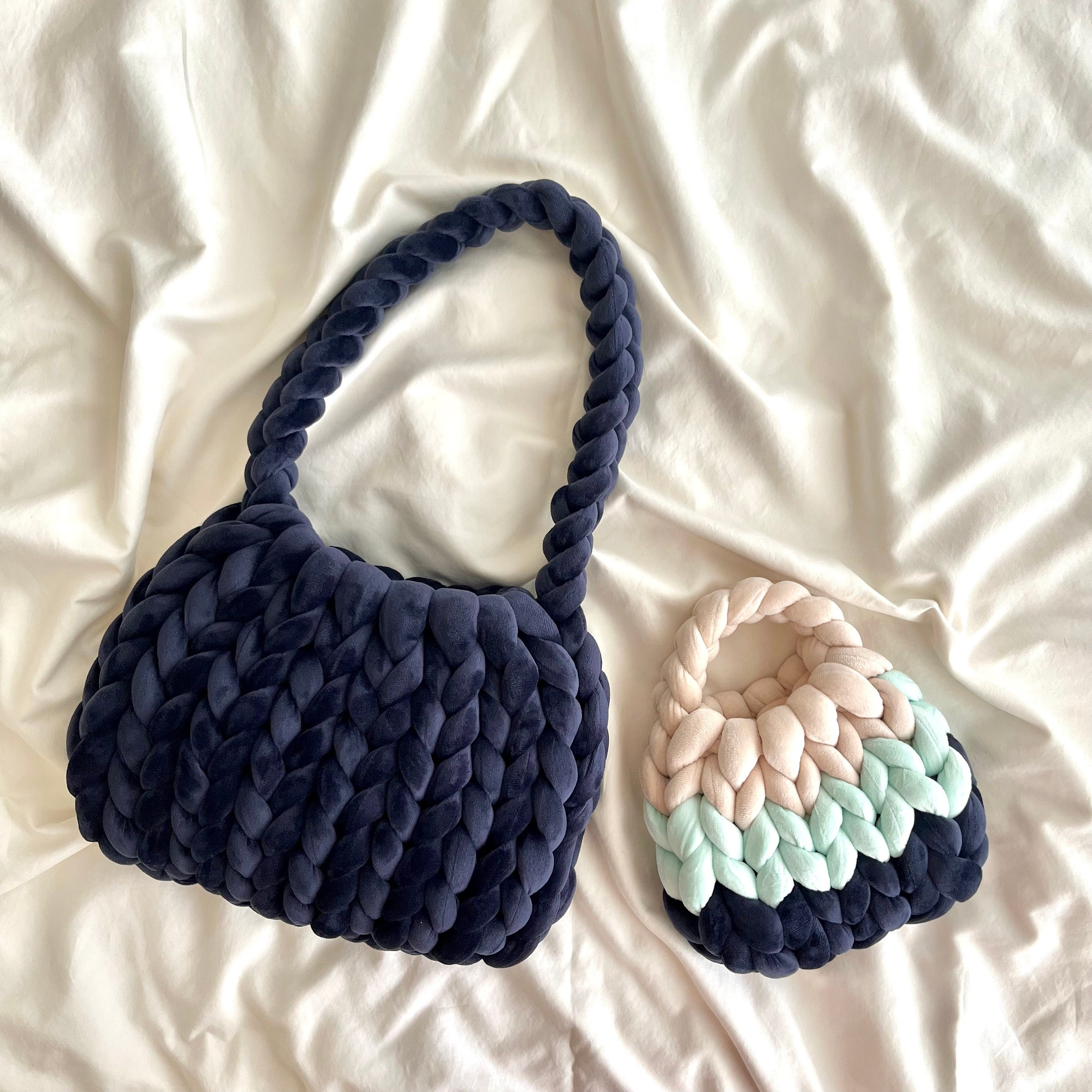 Customizable Chunky Yarn Bag Velvet, Chunky Knit Bag Velvet (free Shipping!) - Etsy