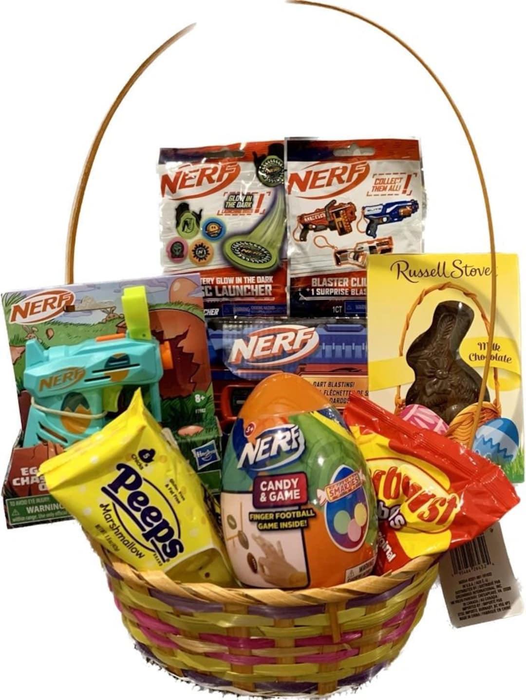 Nerf Item Bundle in Pre Filled Easter Basket With Candy - Unique Easter ...