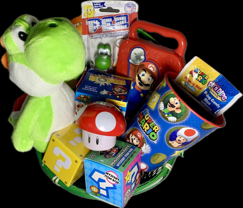 Super Mario Item Bundle in Gift Basket - Unique Gaming Gift for Teen ...