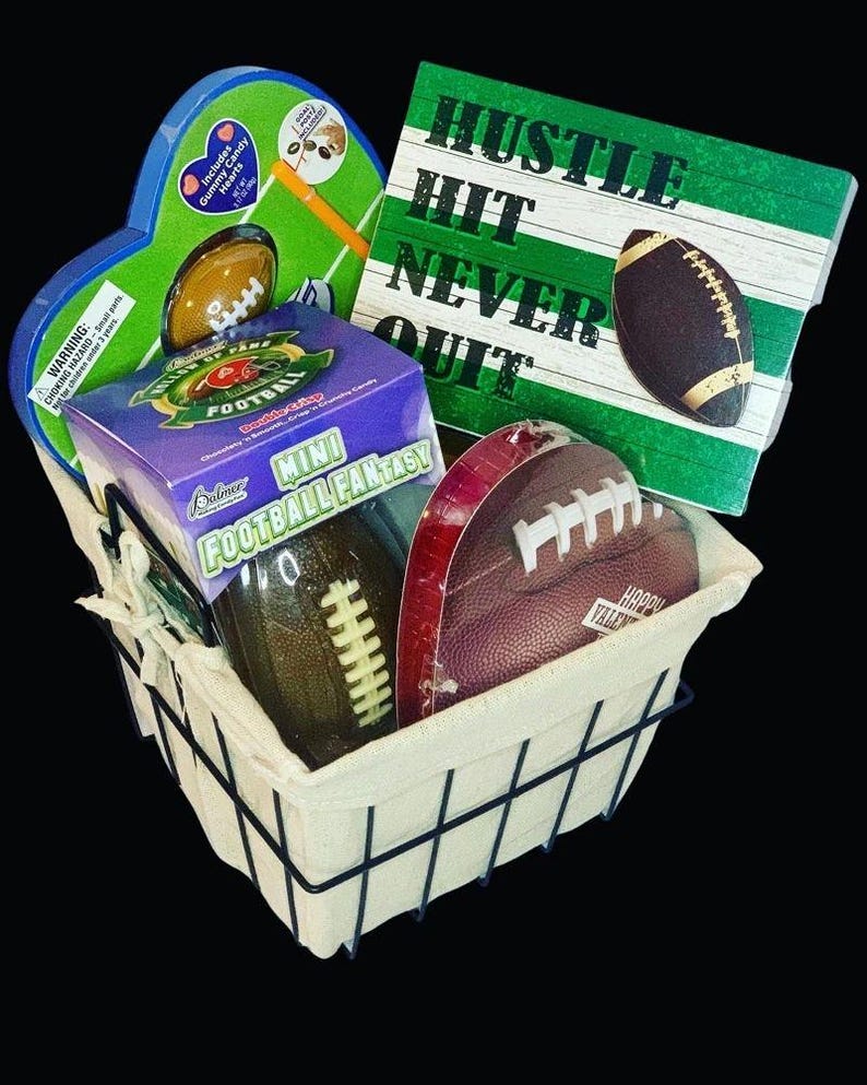 Valentine Touchdown Football Gift Basket - Etsy