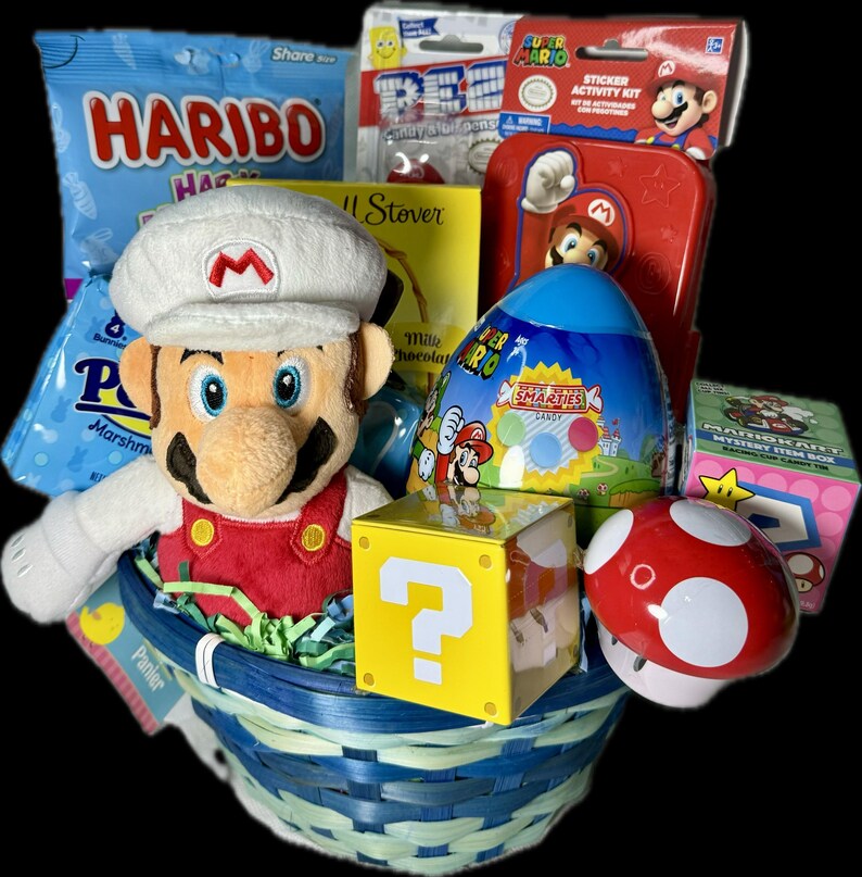 Super Mario Item Bundle in Gift Basket Unique Gaming Gift for Teen ...