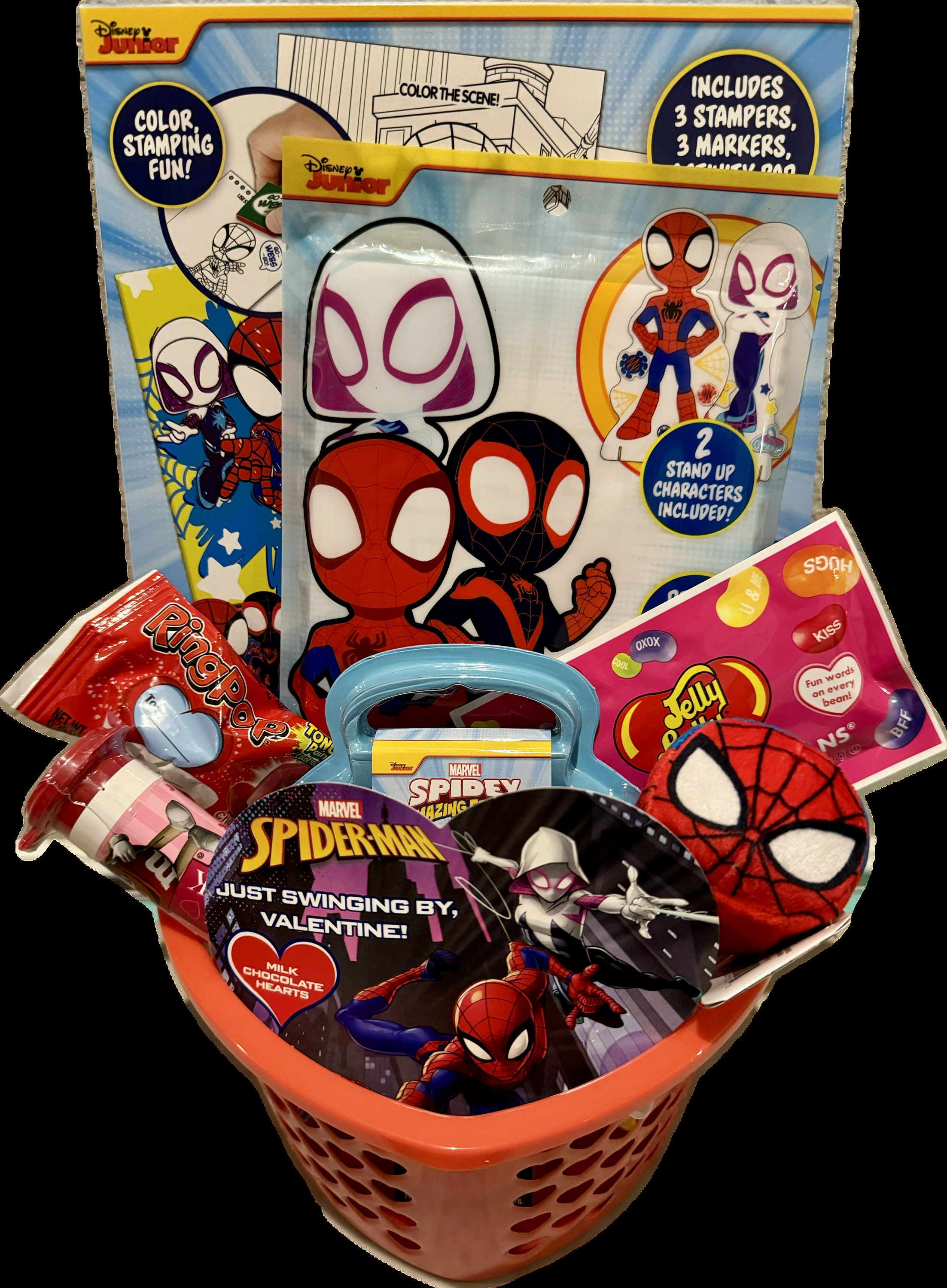 Spiderman Spiderverse Valentine Basket - Spidey & Friends Valentine Day ...