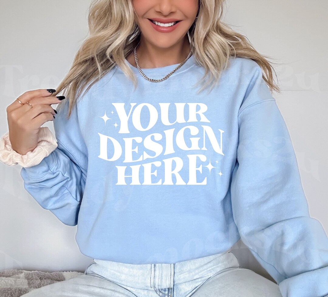 Light Blue Gildan 18000 Mockup, Gildan 18000 Light Blue Mockup 18000 ...