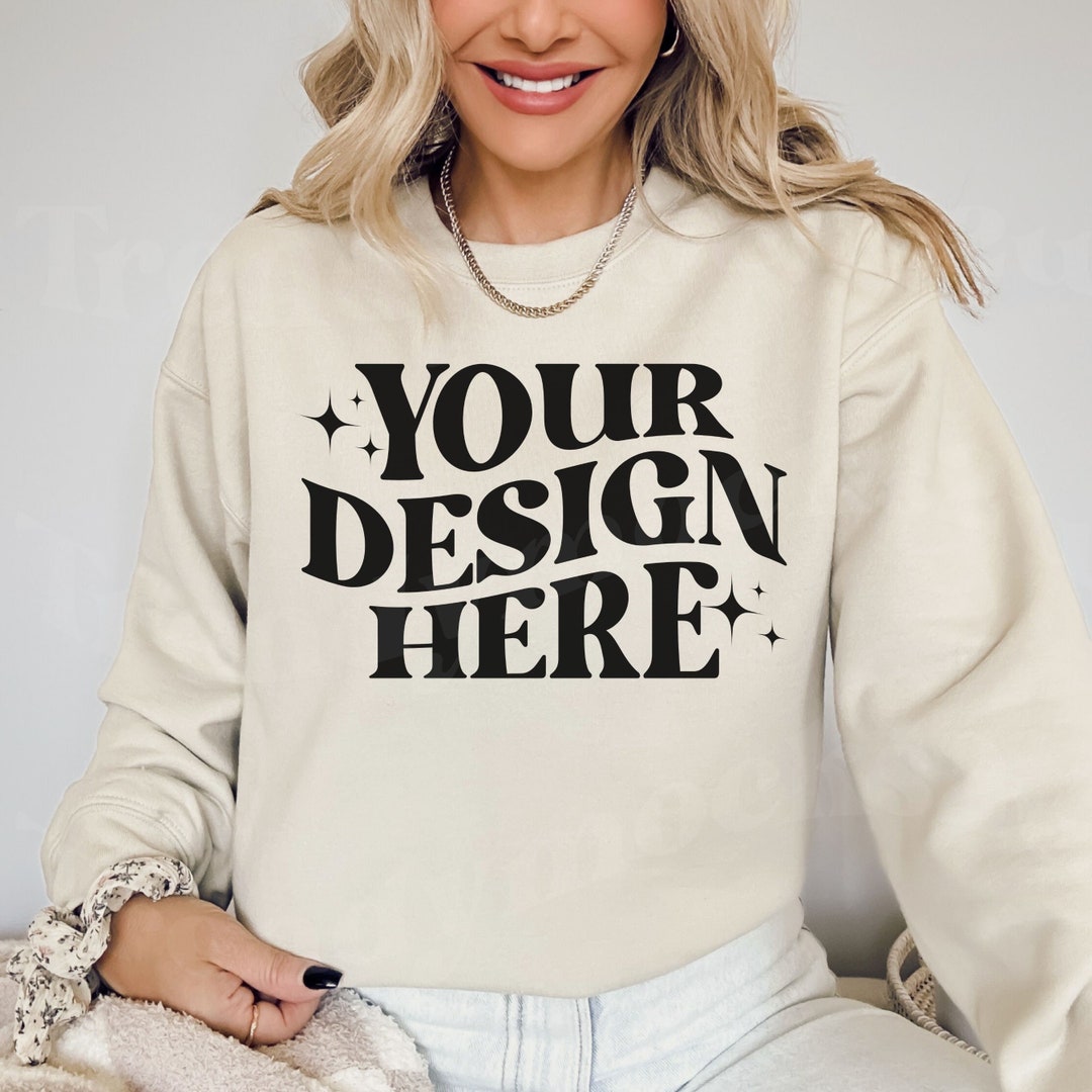 Gildan 18000 Sand Mockup, Gildan 18000 Mockup Sand, 18000 Sand ...