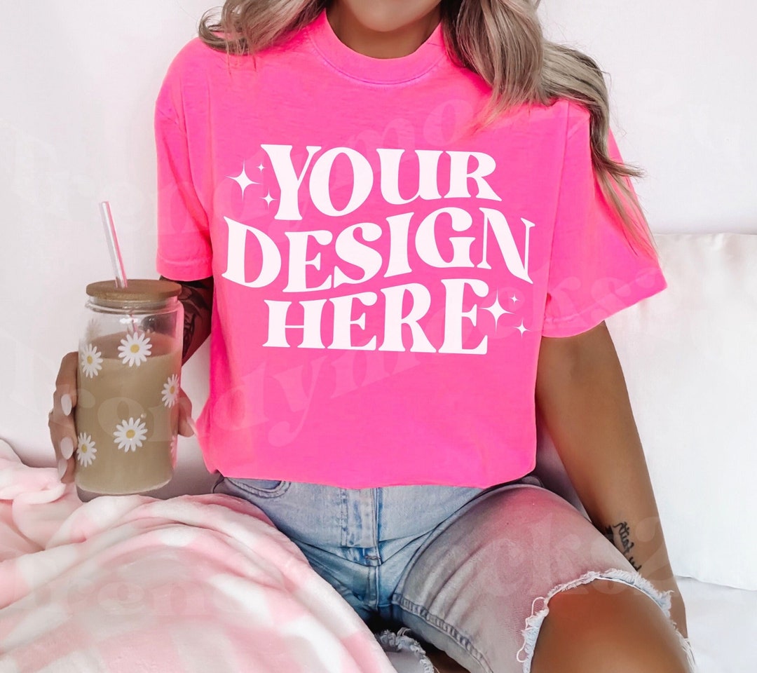 Neon Pink Comfort Colors 1717 Mockup, C1717 Neon Pink Mockup, Neon ...