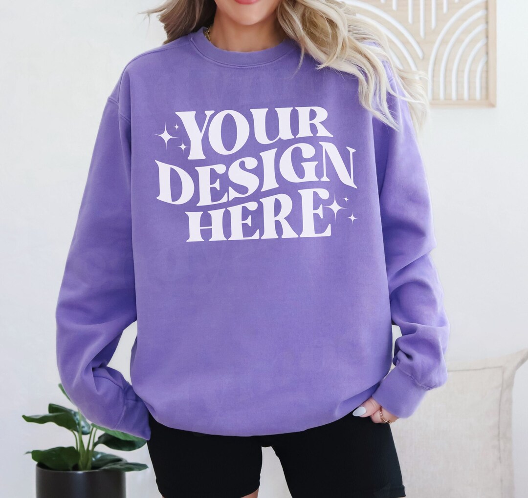 Comfort Color 1566 Mockup C1566 Violet Mockup Comfort Colors Violet ...
