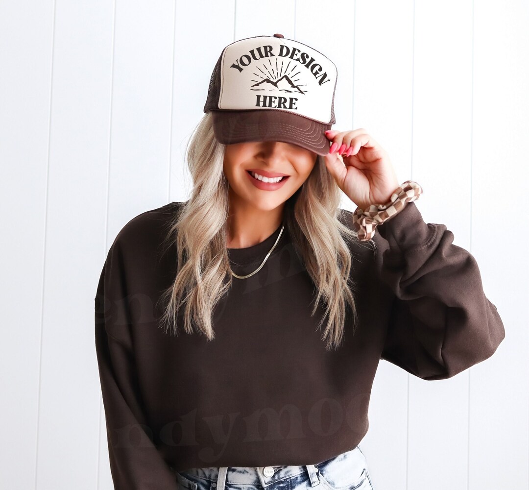 Otto Brown Tan Trucker Mesh Hat Mockup, Trendy Trucker Foam Hat Mockup ...