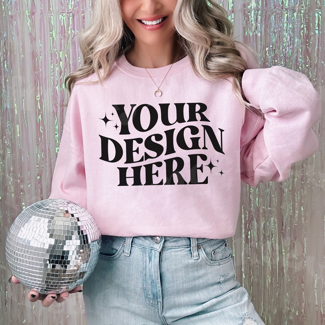 Gildan 18000 Mockup Light Pink, Gildan 18000 Pink Mockup, New Years ...