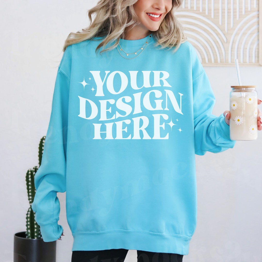 Lagoon Blue Comfort Colors 1566 Mockup 1566 Lagoon Blue Mockup Comfort ...