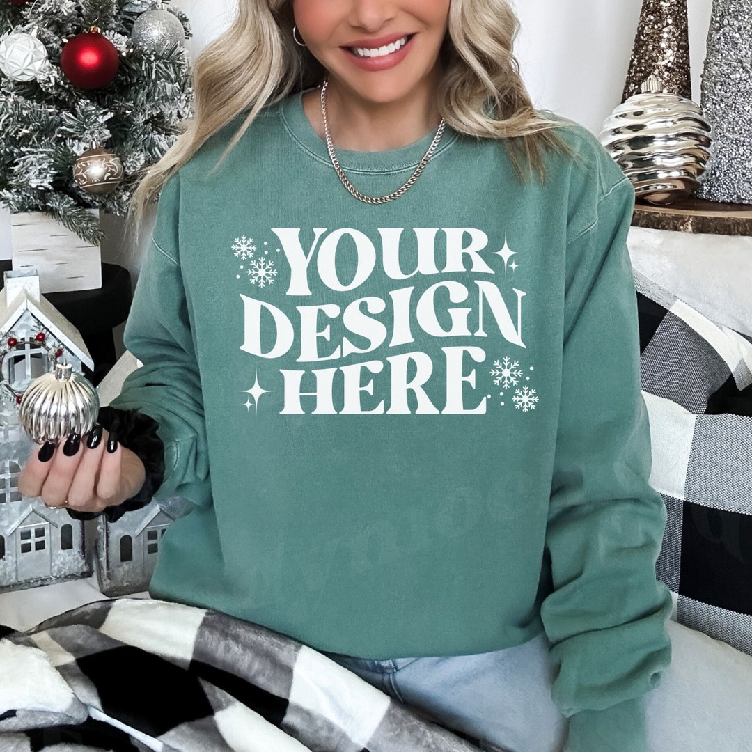 Comfort Colors 1566 Mockup Light Green, Comfort Colors Christmas Mockup ...