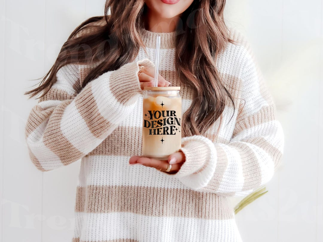 16oz Sipper Glass Mockup, Sipper Glass Can Mockup, Trendy Sipper Glass ...