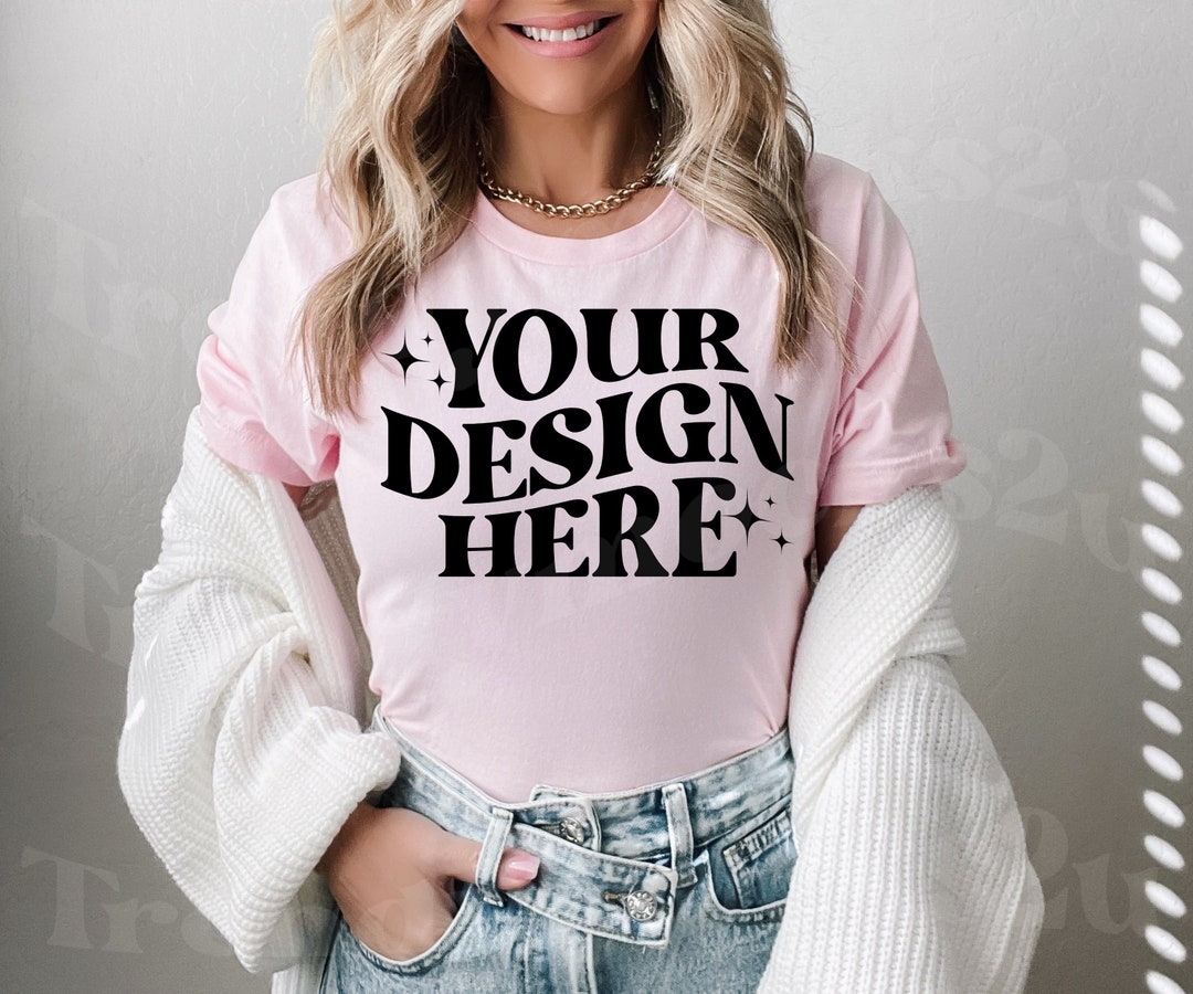 Bella and Canvas Mockup Soft Pink, Bella Canvas 3001 Mockup, Bella and ...