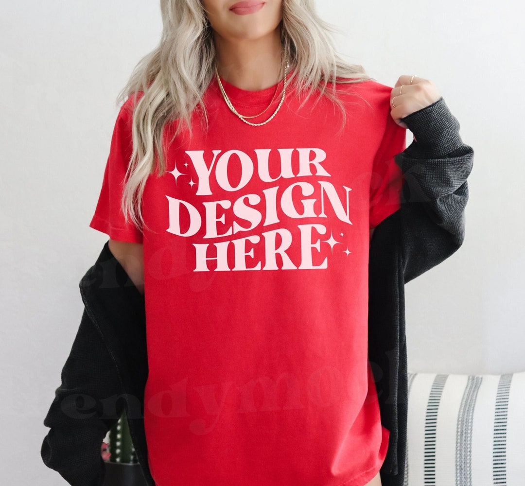 Red Comfort Colors C1717 Mockup C1717 Red Shirt Mockup C1717 Red Mockup ...