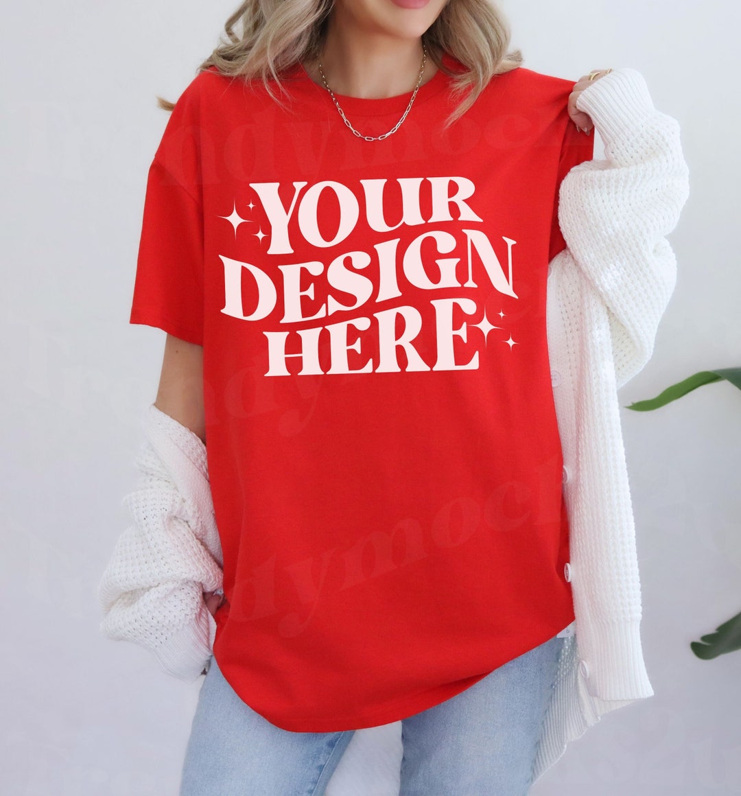 Red Gildan 5000 Shirt Mockup, 5000 Tshirt Mockup, 5000 Shirt Mockup ...