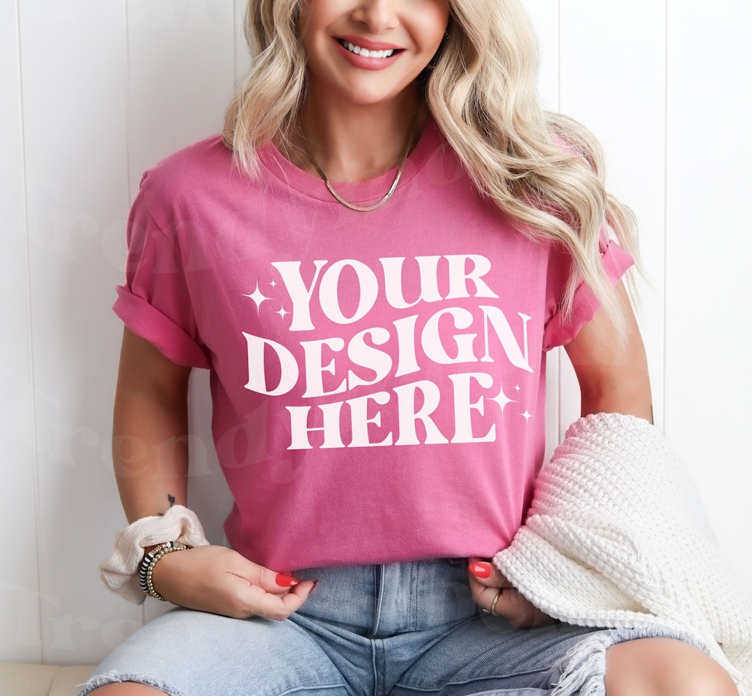 Charity Pink Bella Canvas 3001 Mockup 3001 Mockup Bella Canvas Mockup ...
