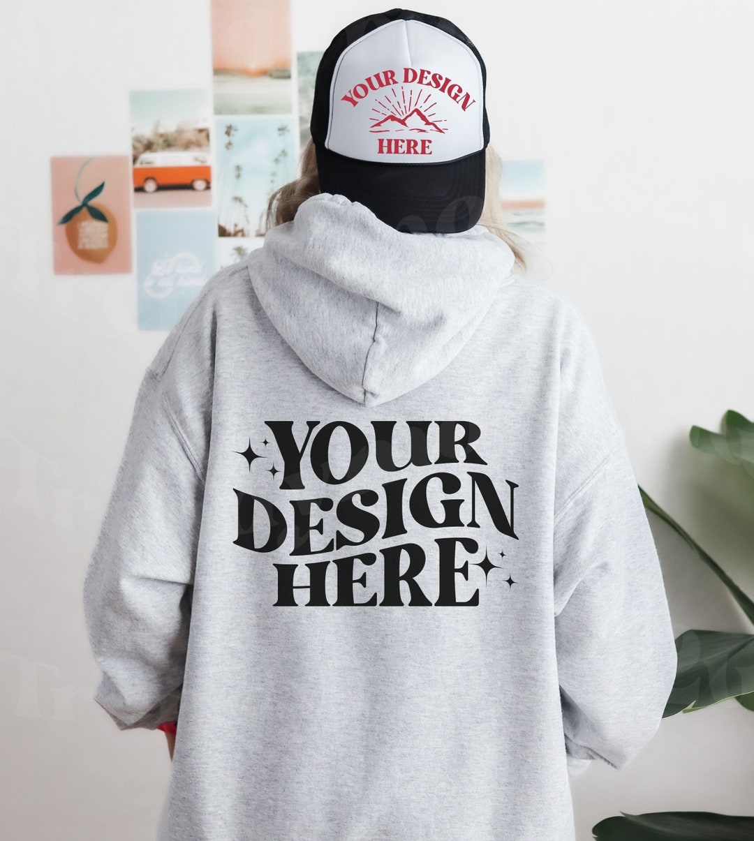 Gildan 18500 Ash Mockup, Otto Black White Mesh Cap Mockup, Otto Mesh ...