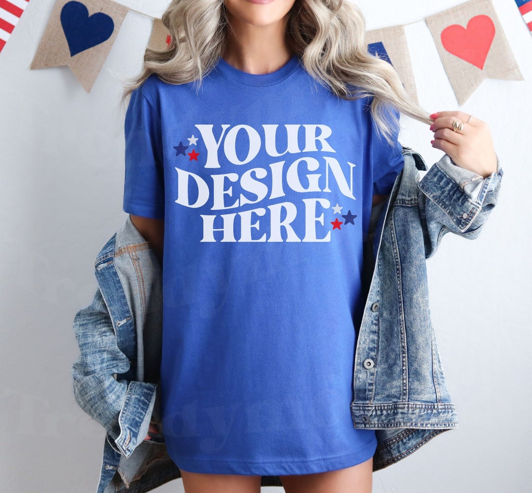 True Royal Bella Canvas 3001 Mockup, Fourth of July Shirt Mockup, 4th ...