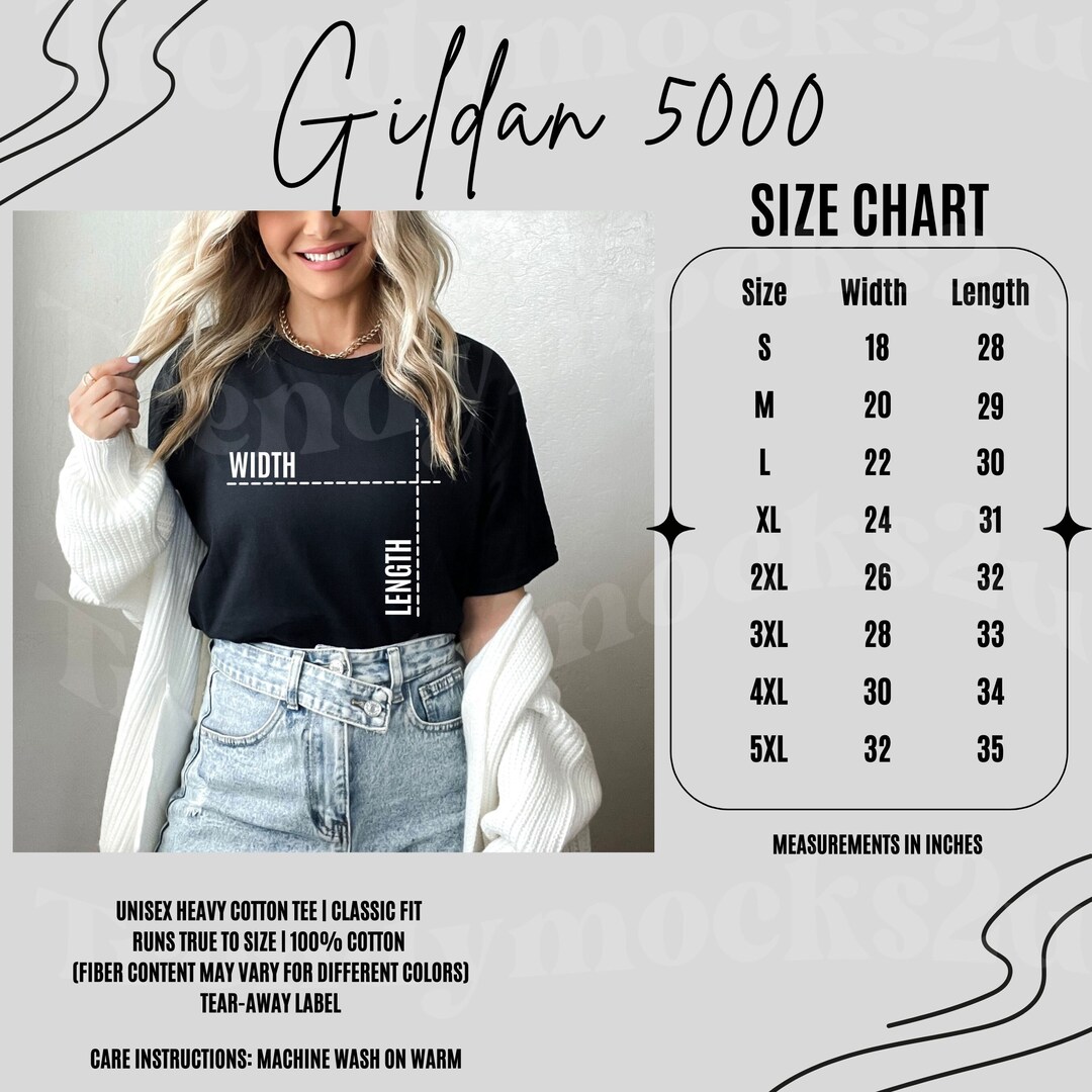 Gildan 5000 Size Chart, Gildan Size Chart, 5000 Size Chart, Gildan 5000 ...