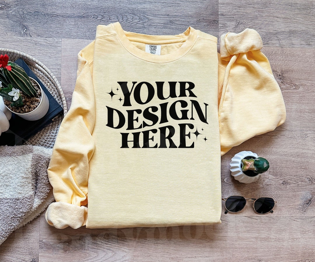 Butter Comfort Colors 1566 Mockup, Comfort Colors 1566 Flat Lay Mockup ...