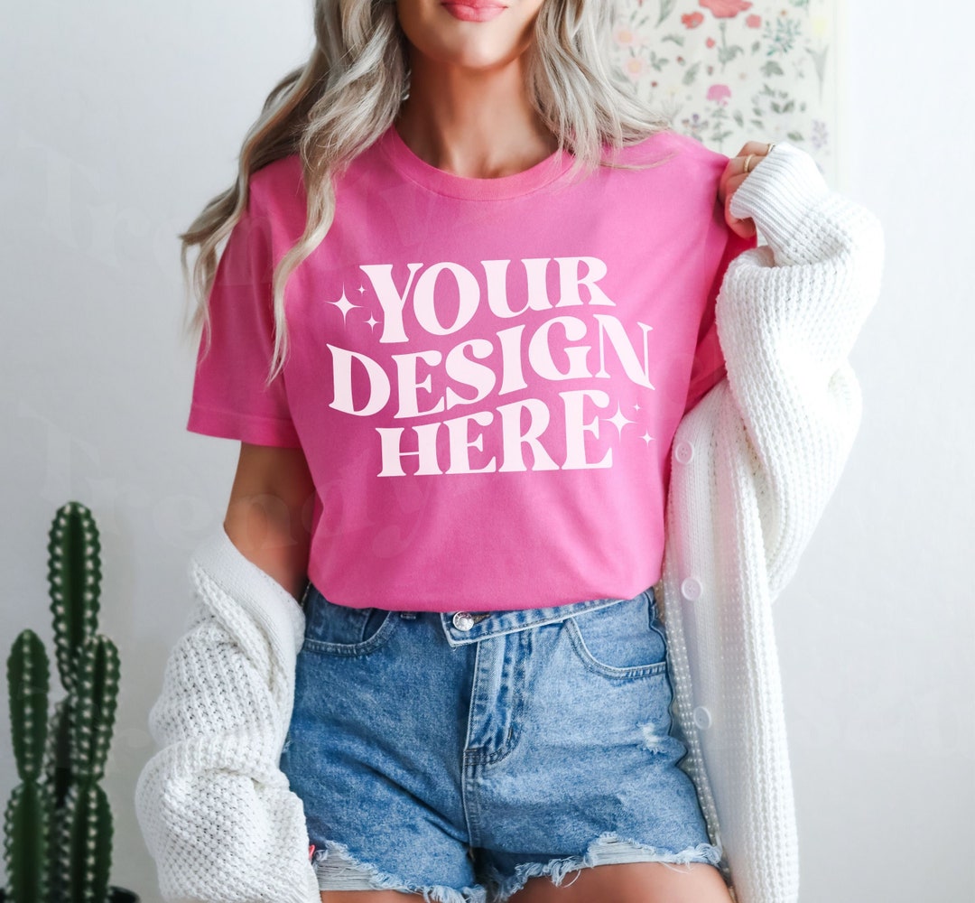 Bella Canvas 3001 Mockup Charity Pink, 3001 Charity Pink Shirt Mockup ...