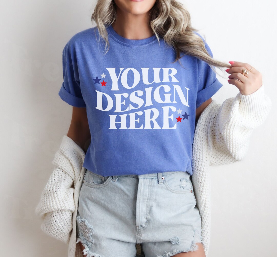 Comfort Colors 1717 Flo Blue 4th of July Mockup, Forth of July Shirt ...
