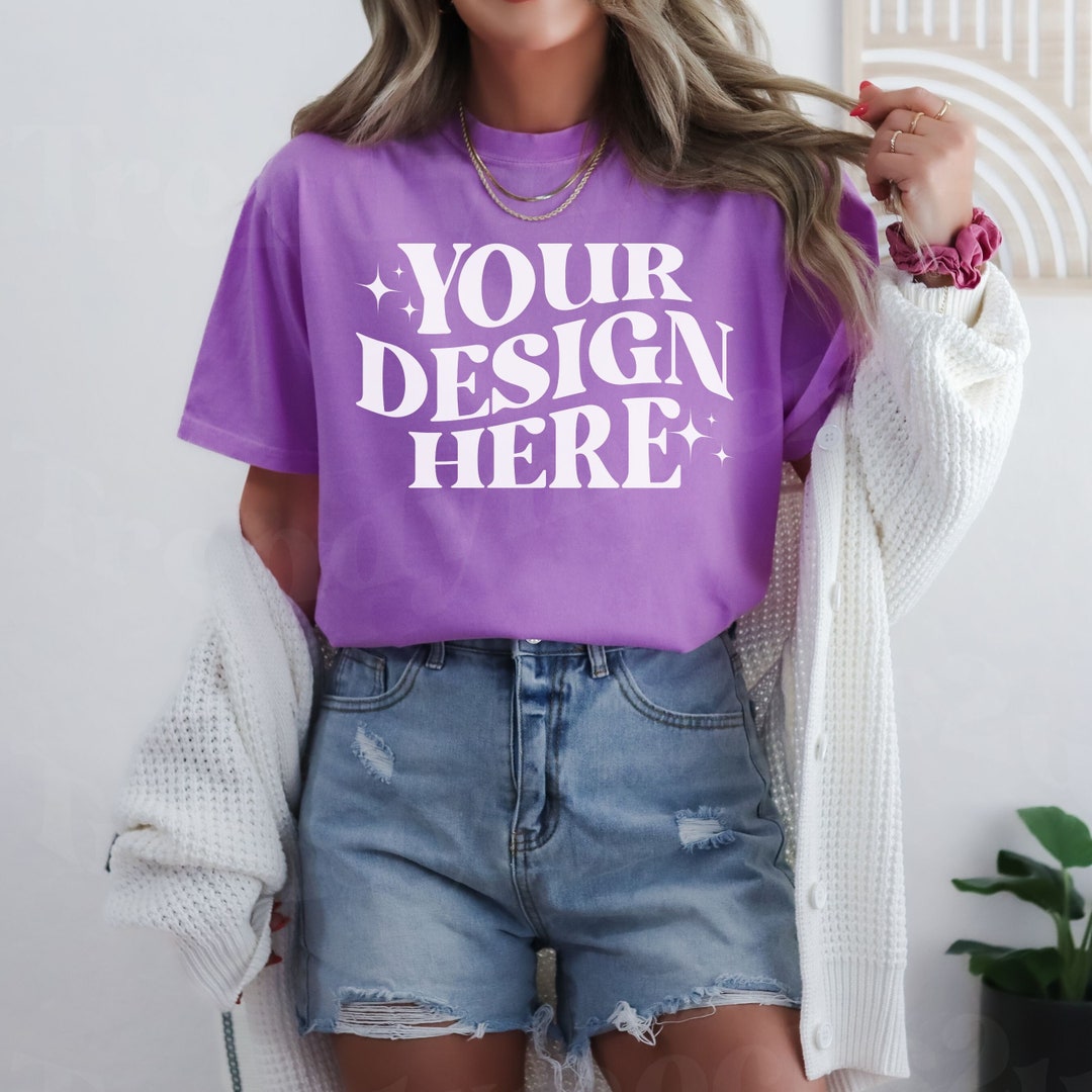 Neon Violet Comfort Colors C1717 Mockup C1717 Mockup Neon Violet Shirt ...