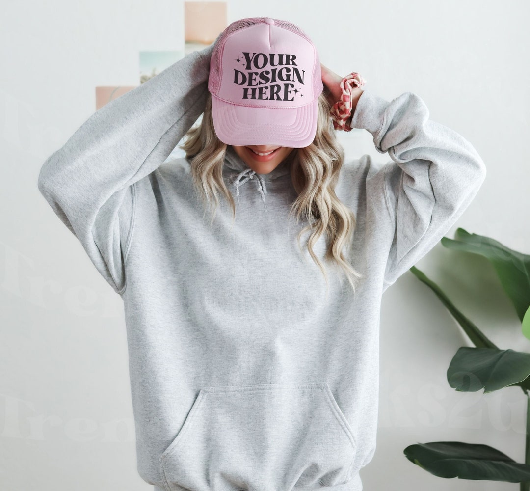 Otto Trucker Hat Soft Pink Mockup Pink Trucker Foam Hat Mockup Trendy ...