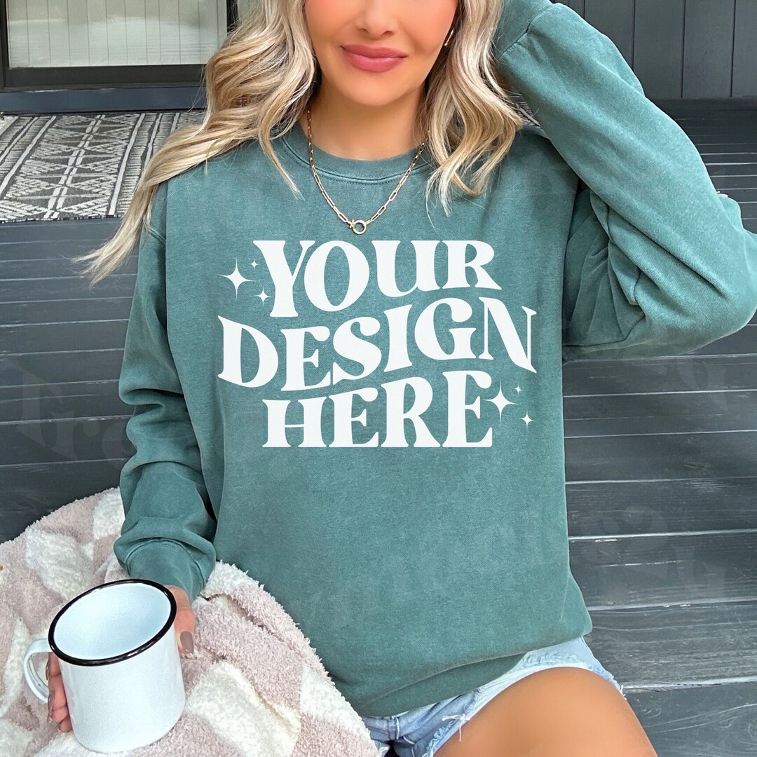 Comfort Colors 1566 Blue Spruce Mockup, Outdoors Mockup, Nature Mockup ...