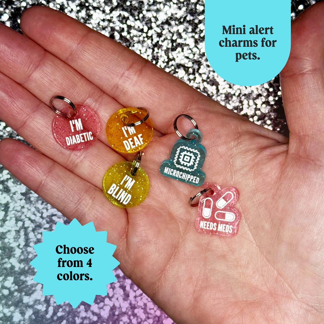 Alert Mini Charms - Microchipped - I'm Deaf - I'm Blind, I'm Diabetic ...