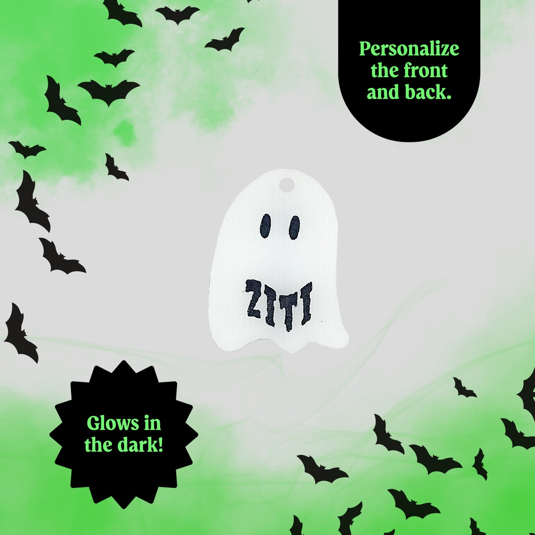 Glow in the Dark Ghost Dog Tag Dog Id Tag Customize the Front and Back ...