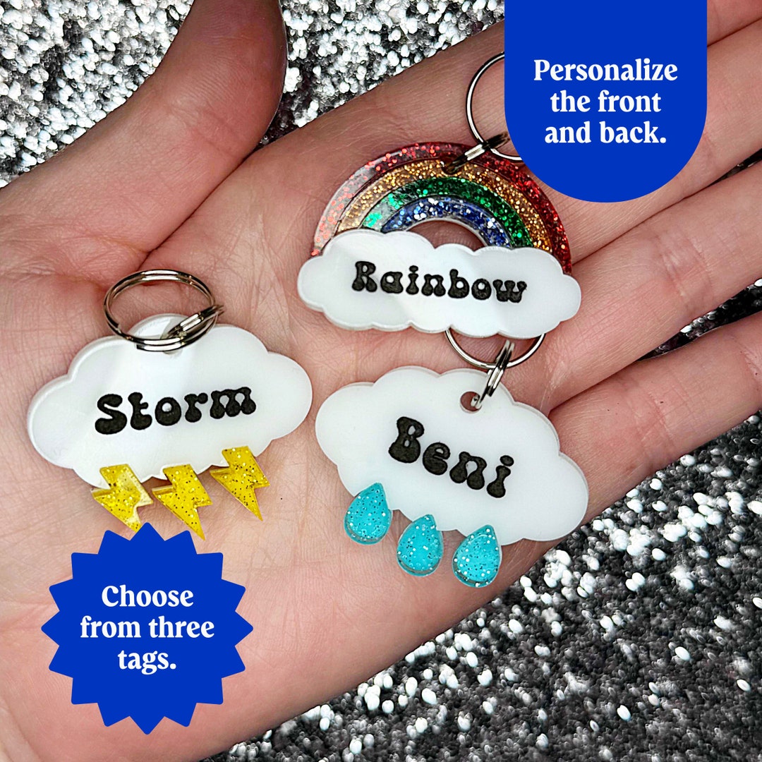Weather Wonders Rain Cloud, Storm Cloud, Rainbow Dog Tag Dog Id Tag ...