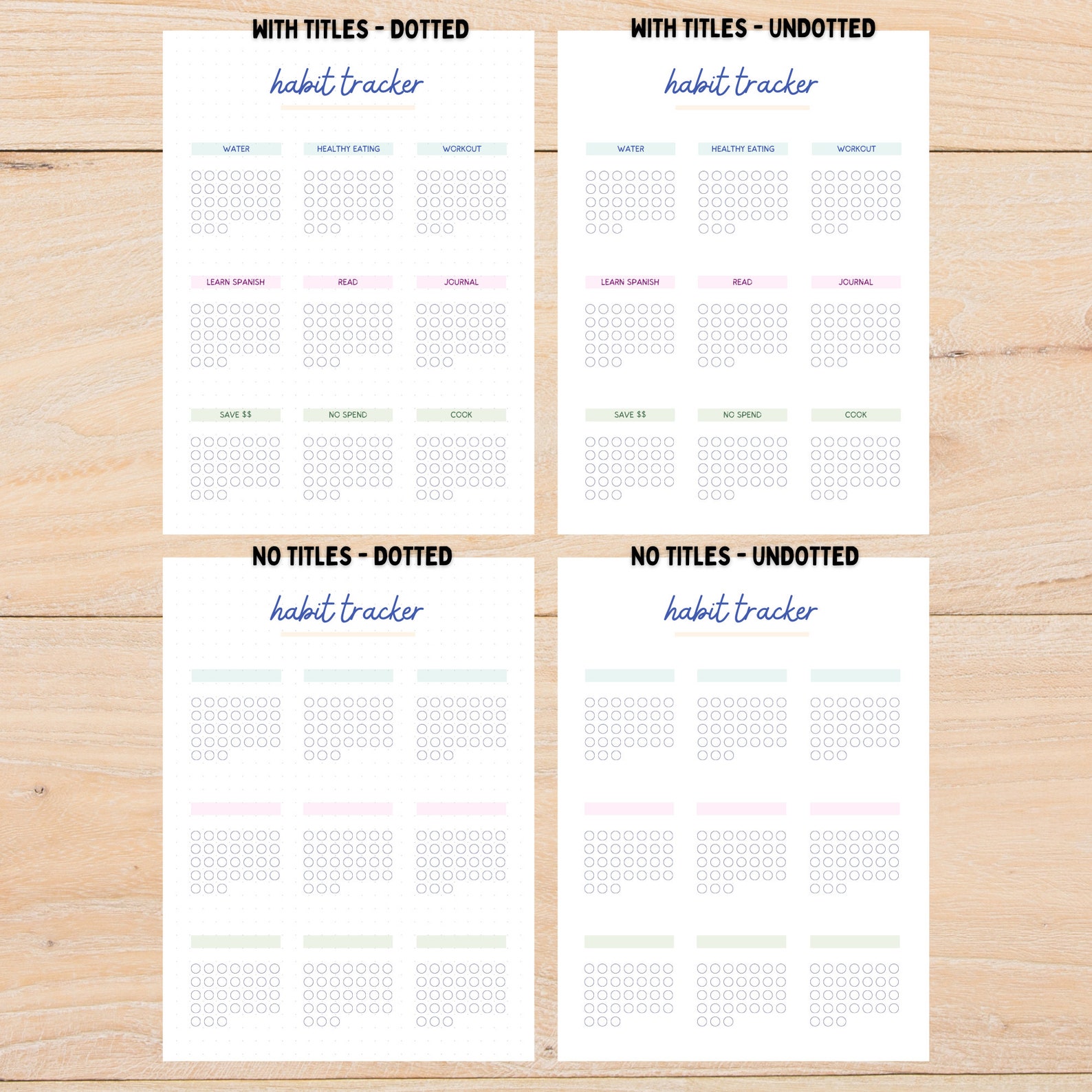 Printable Habit Tracker, Bullet Journal Insert, A5 B5 8.5x11, Printable ...