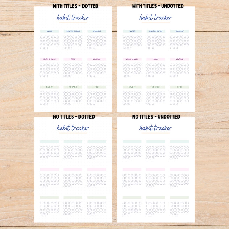 Printable Habit Tracker, Bullet Journal Insert, A5 B5 8.5x11, Printable ...