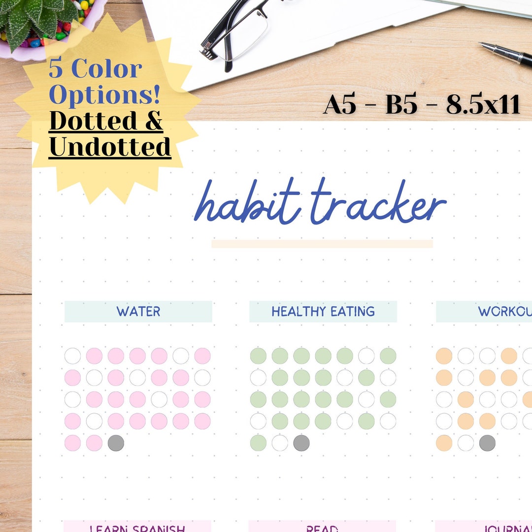 Printable Habit Tracker, Bullet Journal Insert, A5 B5 8.5x11, Printable ...