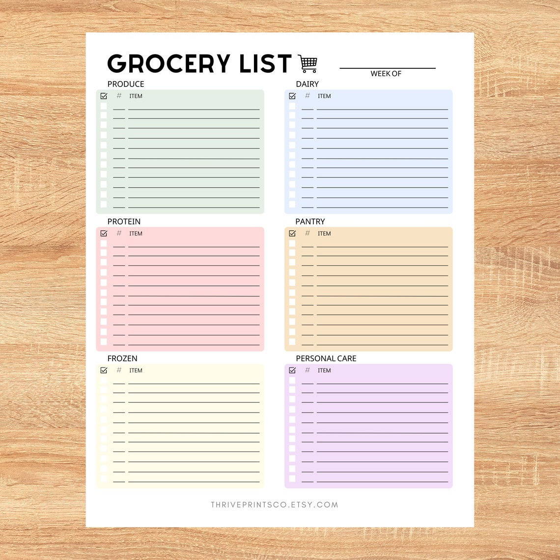Printable Grocery List With Categories, Grocery Planner, Grocery List ...