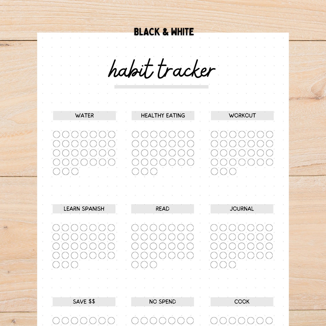 Printable Habit Tracker, Bullet Journal Insert, A5 B5 8.5x11, Printable ...