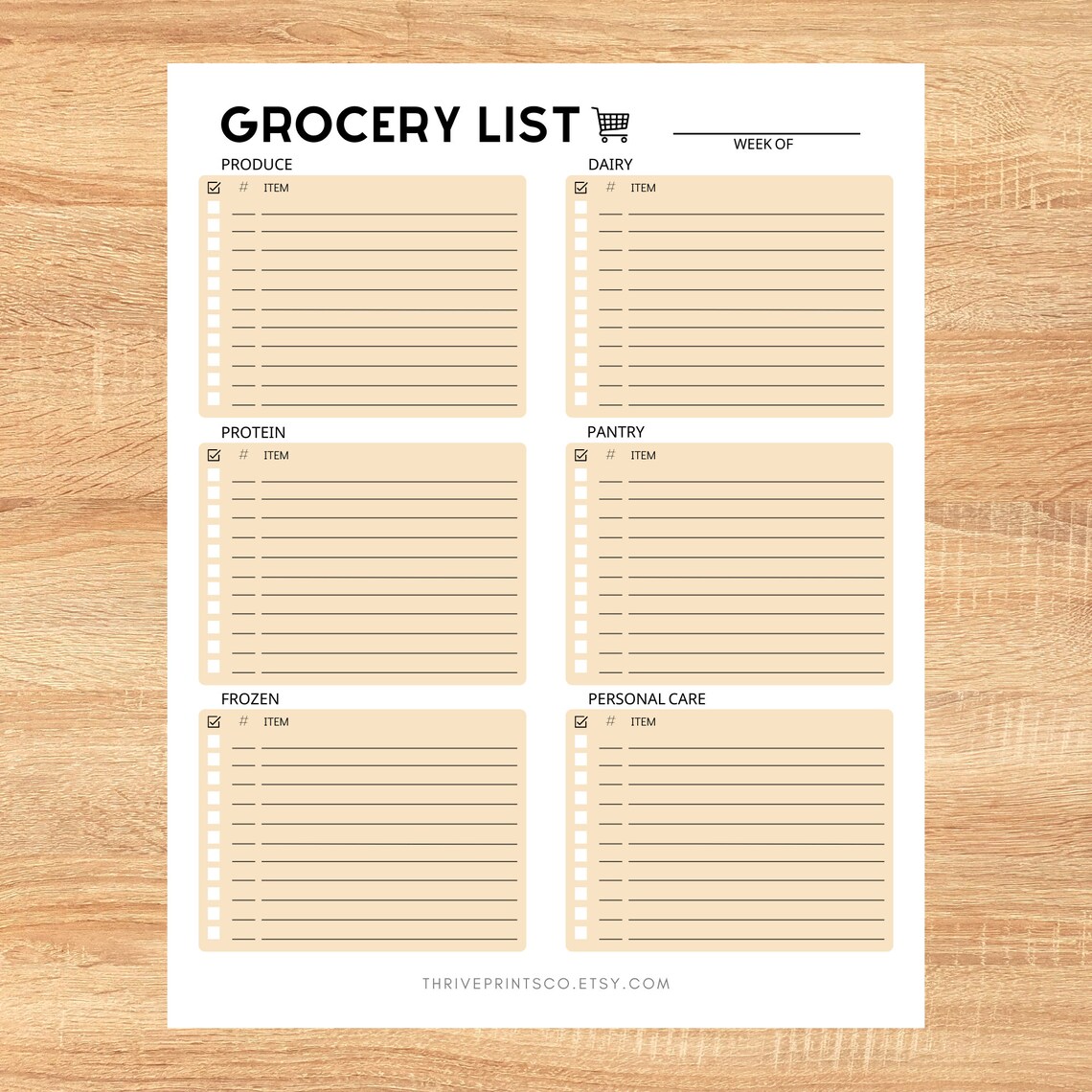 Printable Grocery List With Categories, Grocery Planner, Grocery List ...