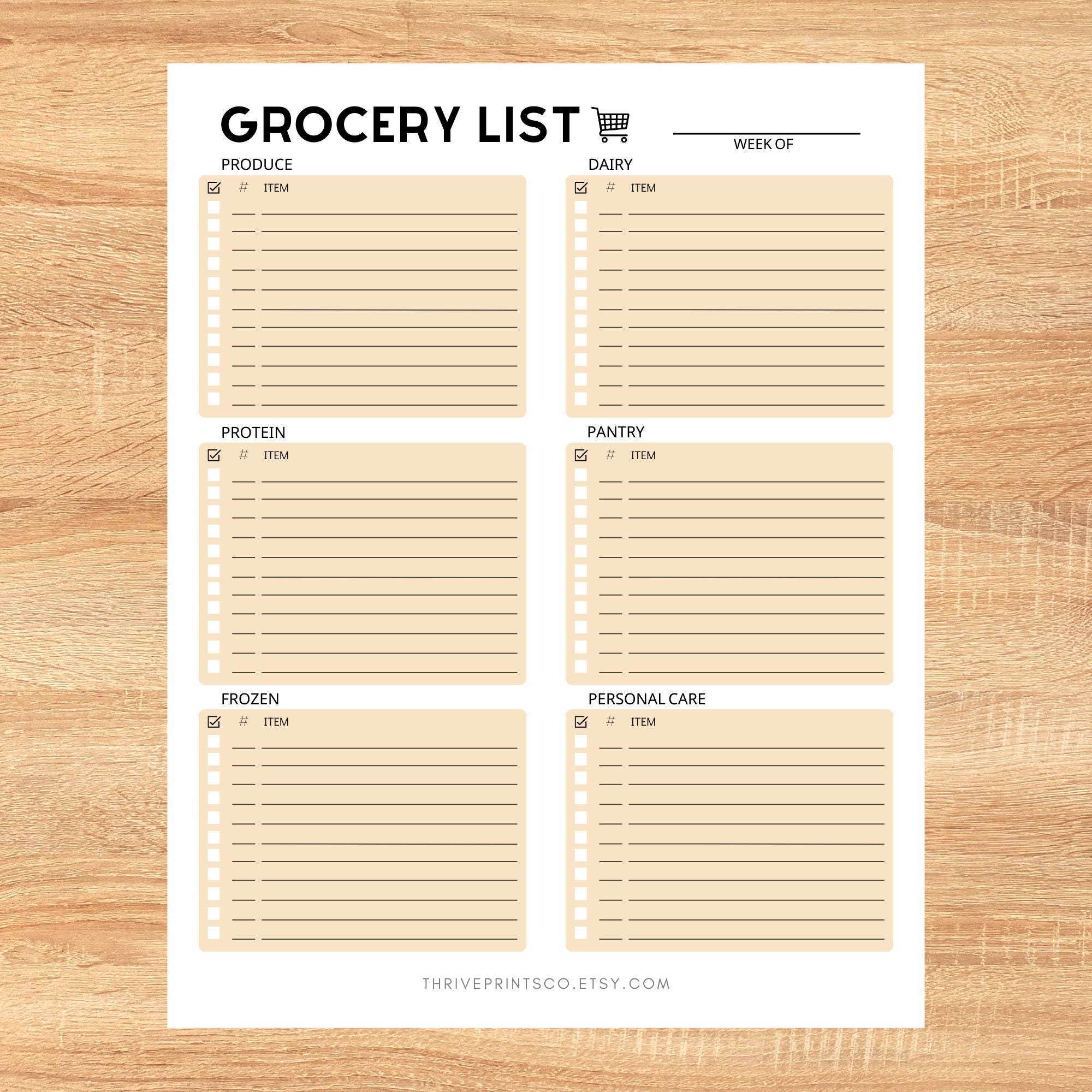 Printable Grocery List With Categories, Grocery Planner, Grocery List ...