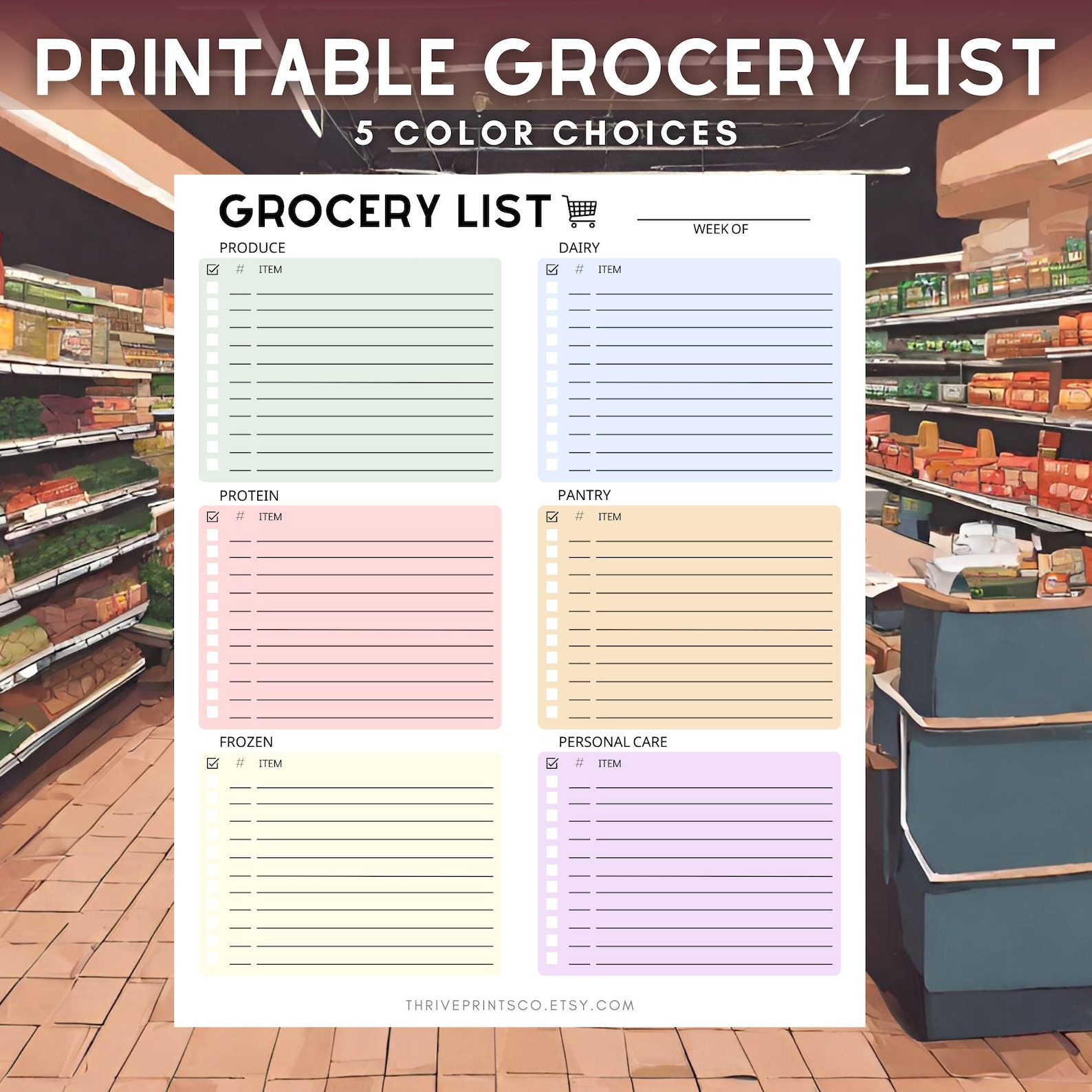 Printable Grocery List With Categories, Grocery Planner, Grocery List ...