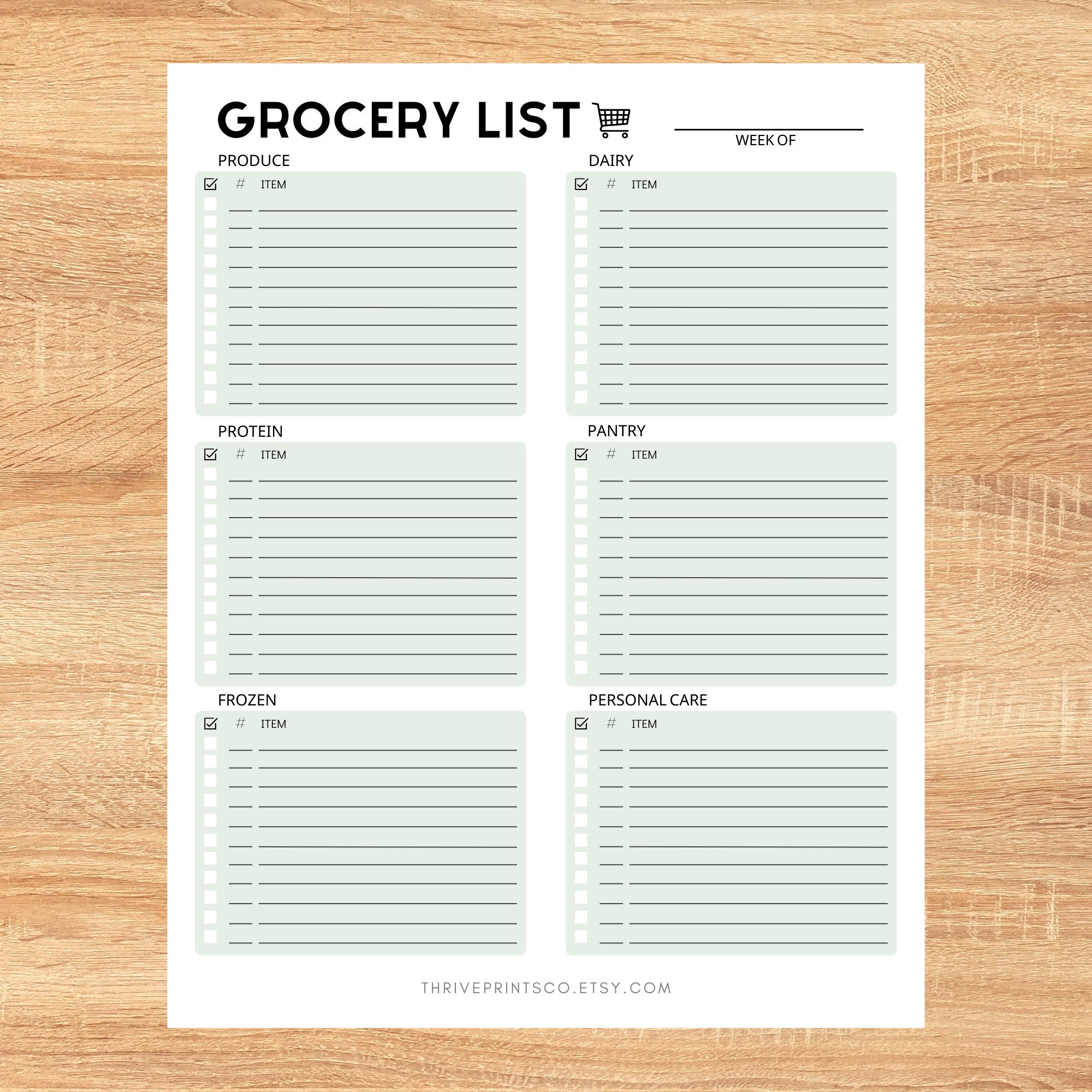 Printable Grocery List With Categories, Grocery Planner, Grocery List ...