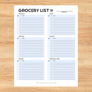 Printable Grocery List With Categories, Grocery Planner, Grocery List ...